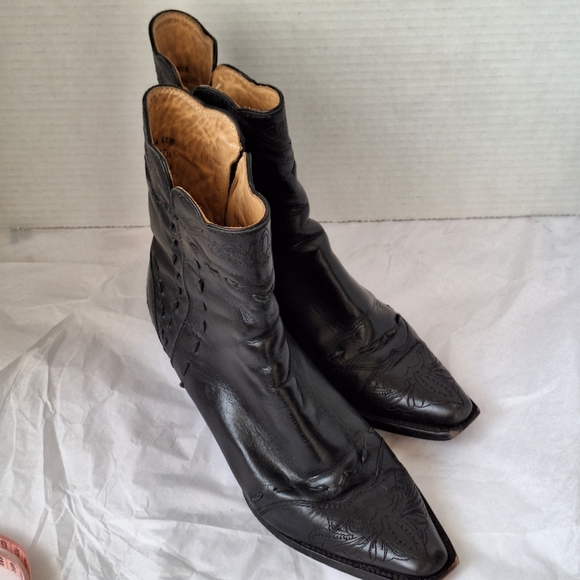Lucchese | Shoes | Lucchese Black Leather Western Cowboy Boots Sz 7 ...